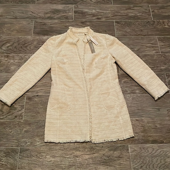 Chico's | Jackets & Coats | Chicos Fringe Tweed Topper | Poshmark